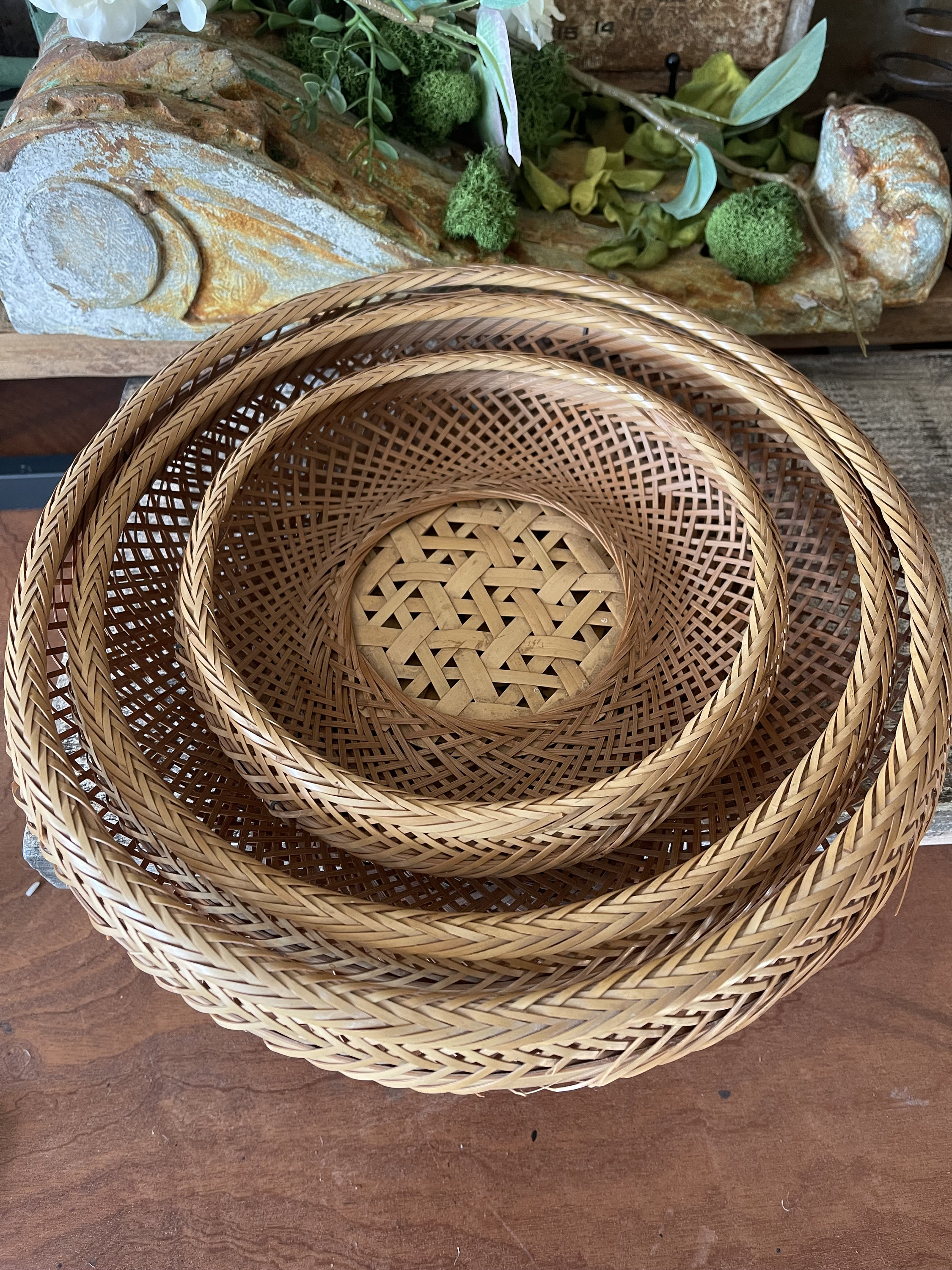Vintage Nesting Bamboo Baskets - Etsy