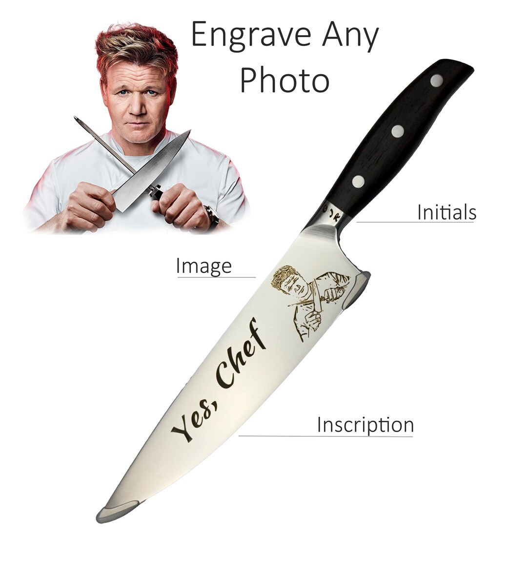 Custom Engraved Chef Knife 8" -personalized Kitchen Gifts - Corporate ...
