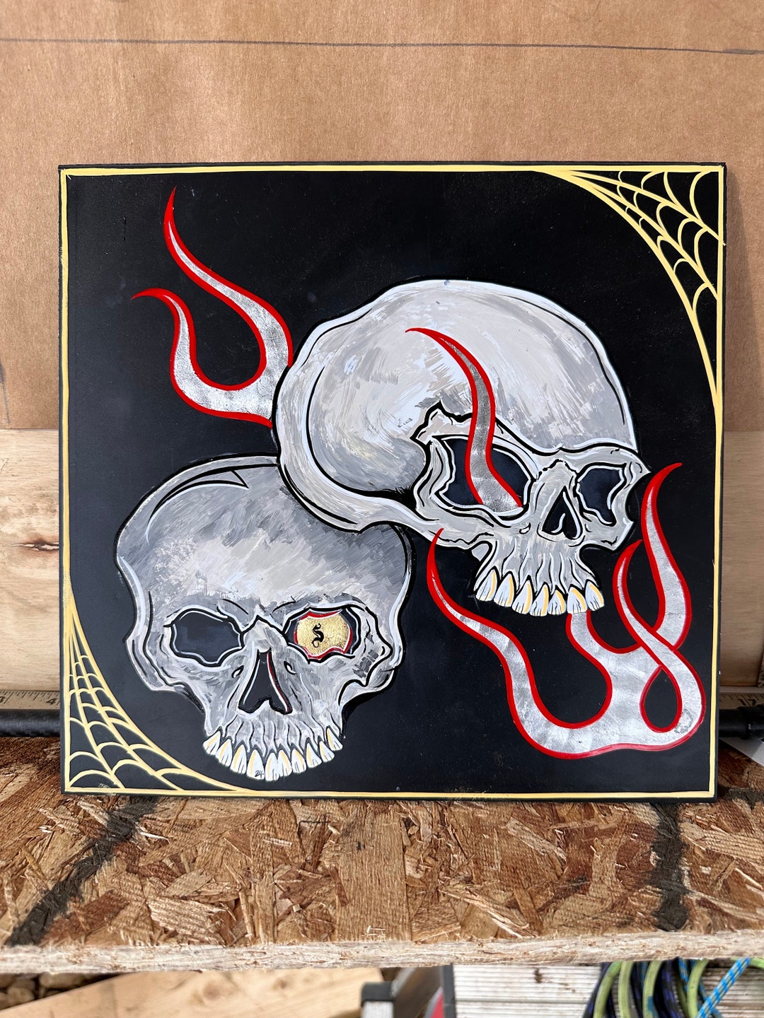 Pinstriping Skull Panel Gold Silver Leaf - Etsy