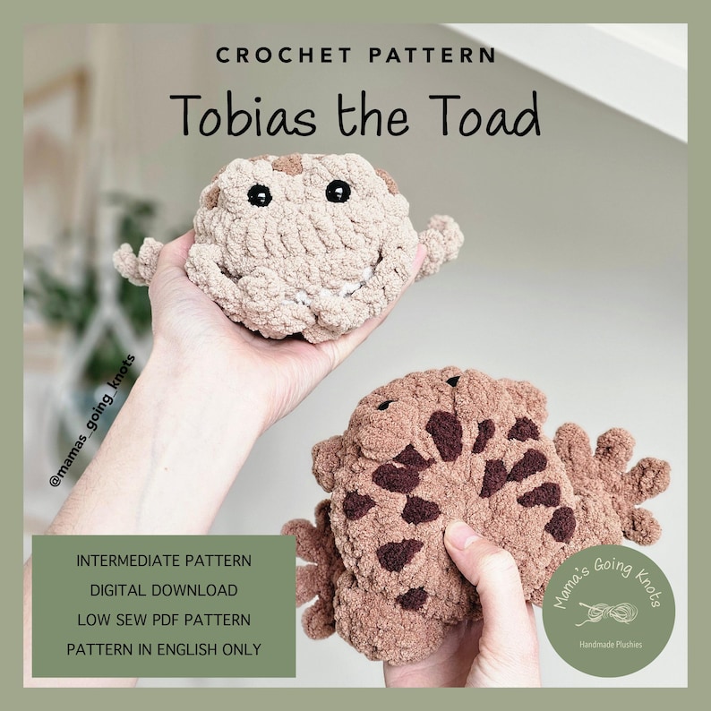 Tobias the Toad Crochet Pattern | Digital Download | Crochet Plushie ...