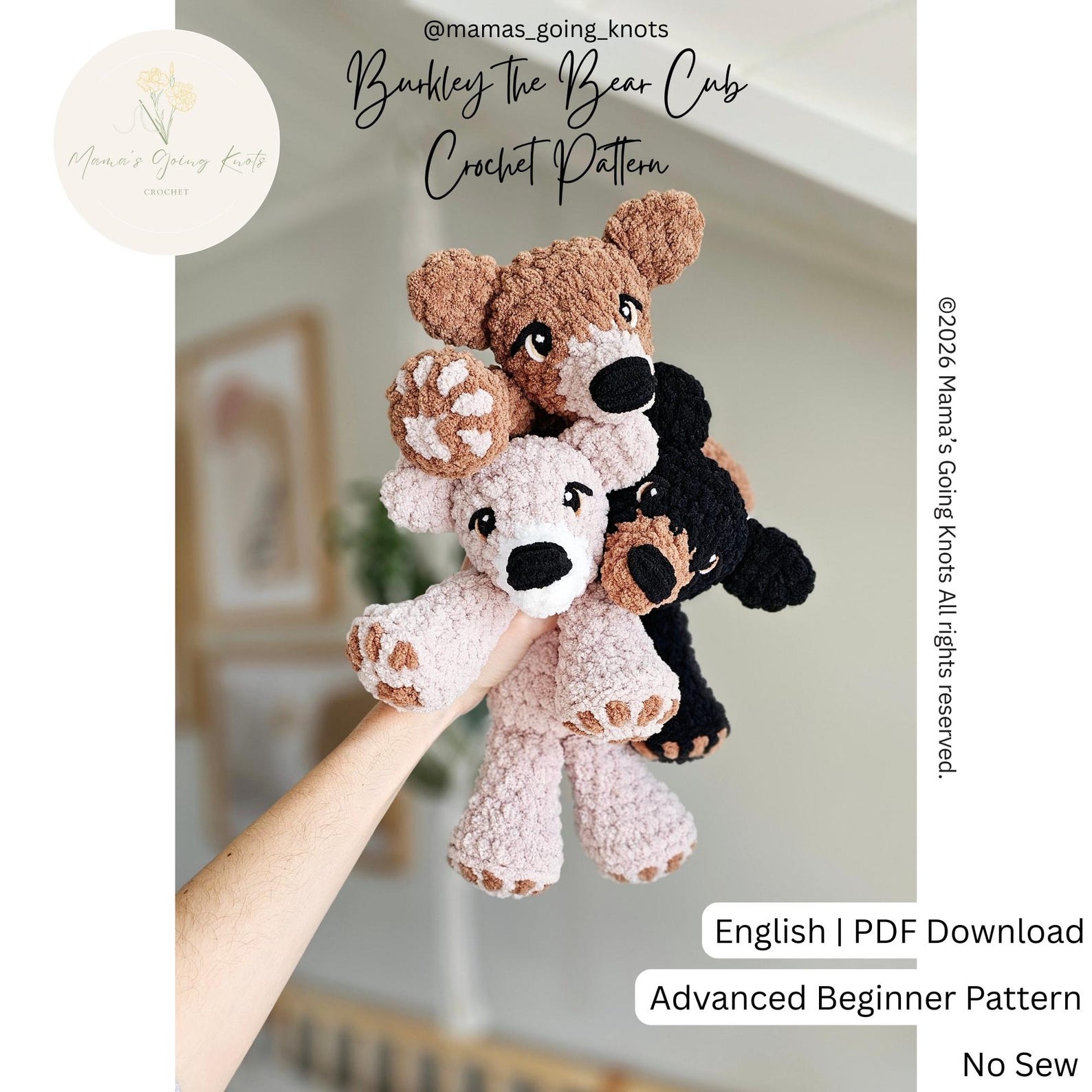 Burkley Bear Cub Crochet Pattern | No Sew Plushie - Etsy