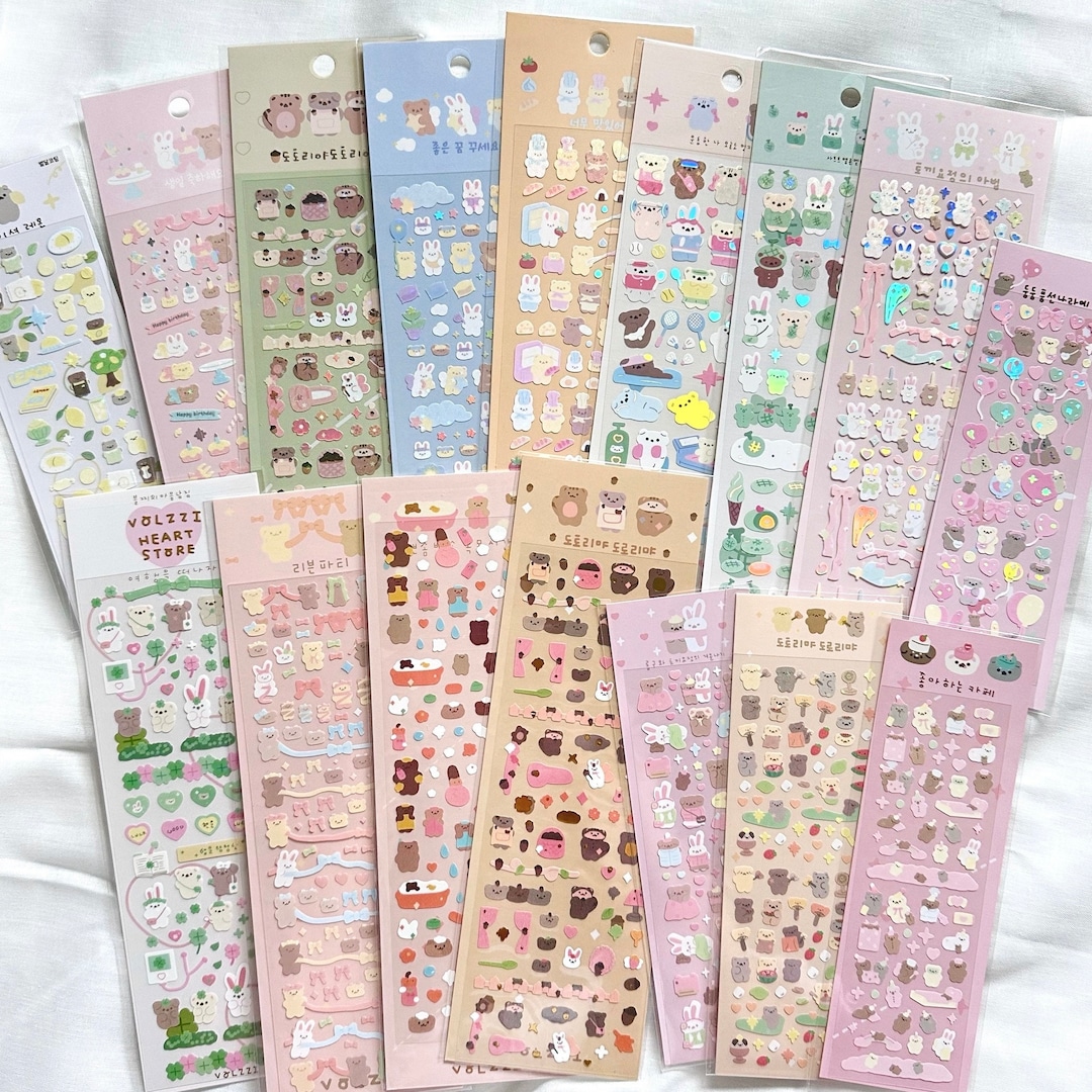 KPOP DECO STICKERS | Bear Bunny Kawaii Cute Korean Japanese Toploader ...