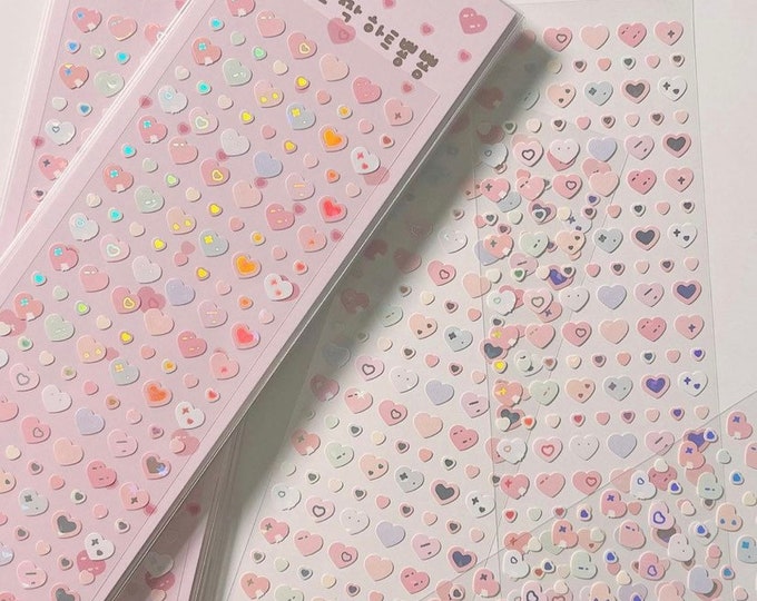 KOREAN MINI STICKERS | Adorable Cute Sticker Sheet, Pink Heart Korea ...