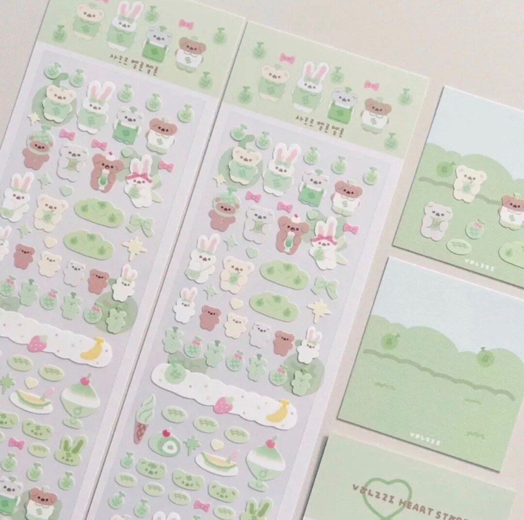 KOREAN BEAR STICKERS Adorable Cute Kawaii Pink Animal Deco - Etsy
