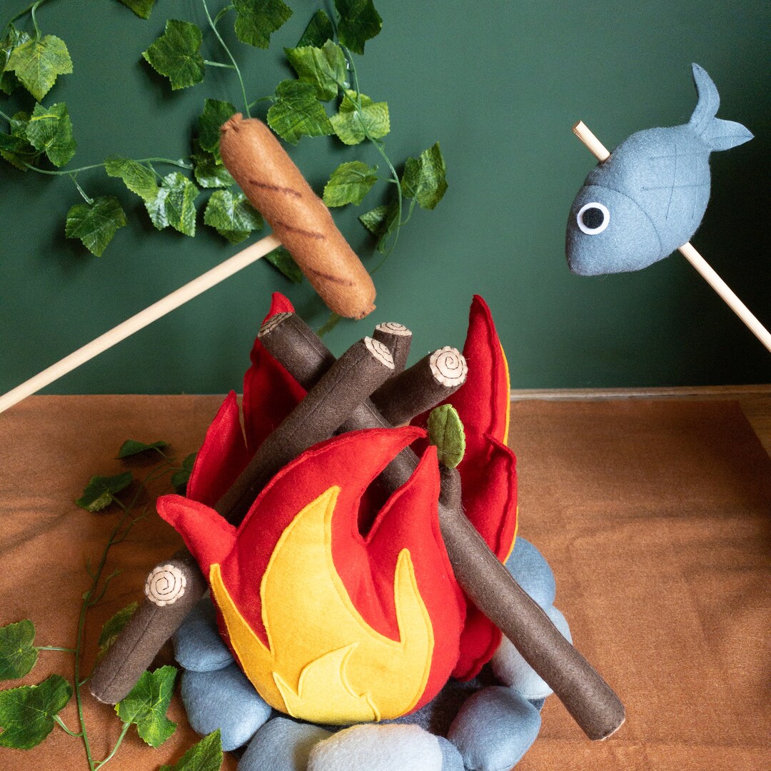 Felt Campfire Play Set With LED Lights, Pretend Play Food - Etsy