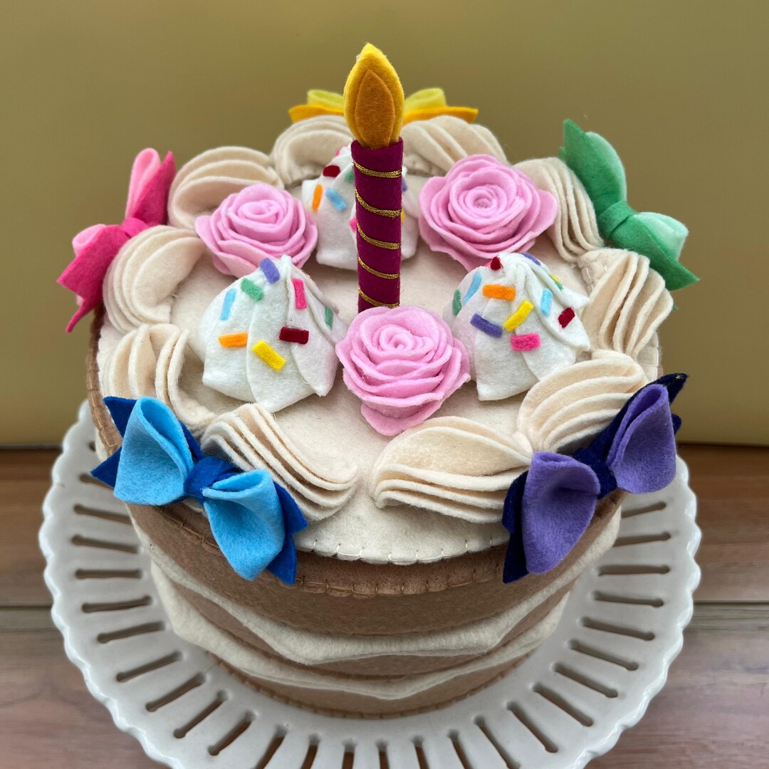 Layered Birthday Cake Felt Toy Food. Pretend Play Baking. Kids Bakery ...