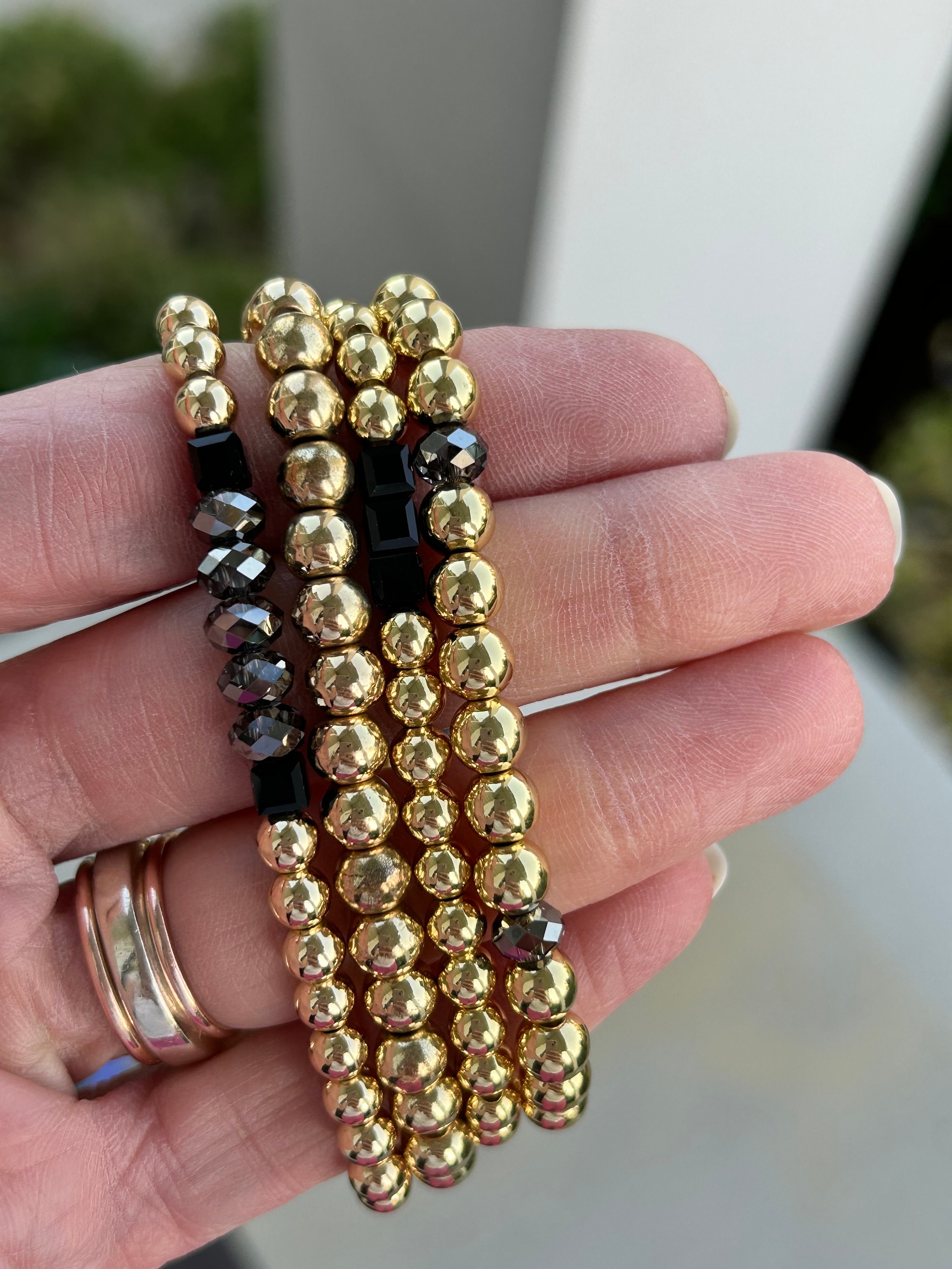 Handmade Stackable 18kt. Gold Filled Beaded Bracelet/ Swarovski ...