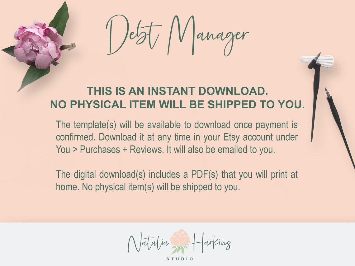 Debt Manager Printable With Instructions That Helps in Becoming DEBT ...