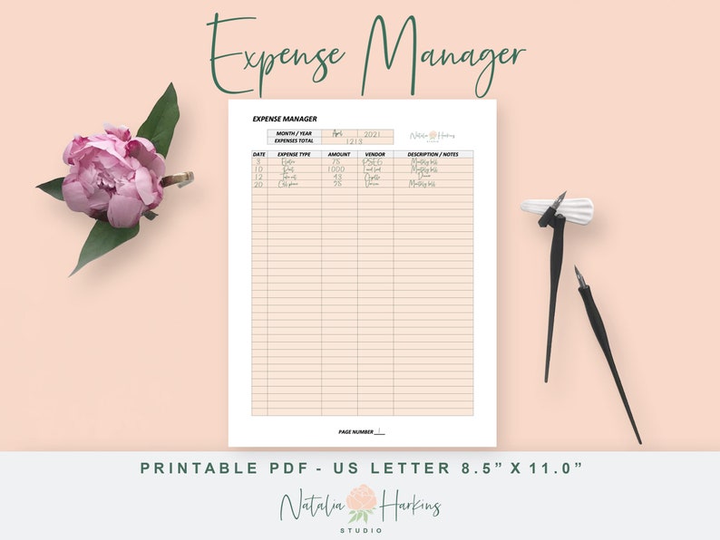 Expense Manager Printable to Help Keep on Track With Your Monthly ...