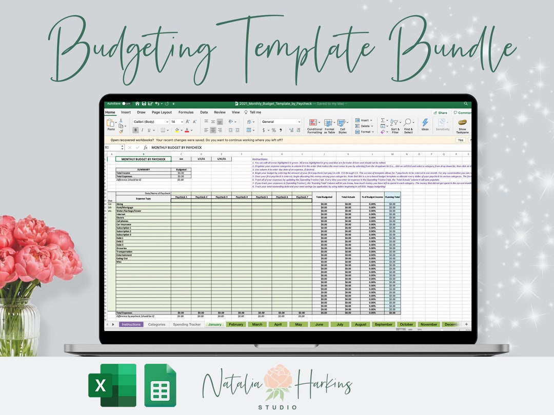 Excel Budget Template With a Spending Tracker is a Perfect Bundle for ...