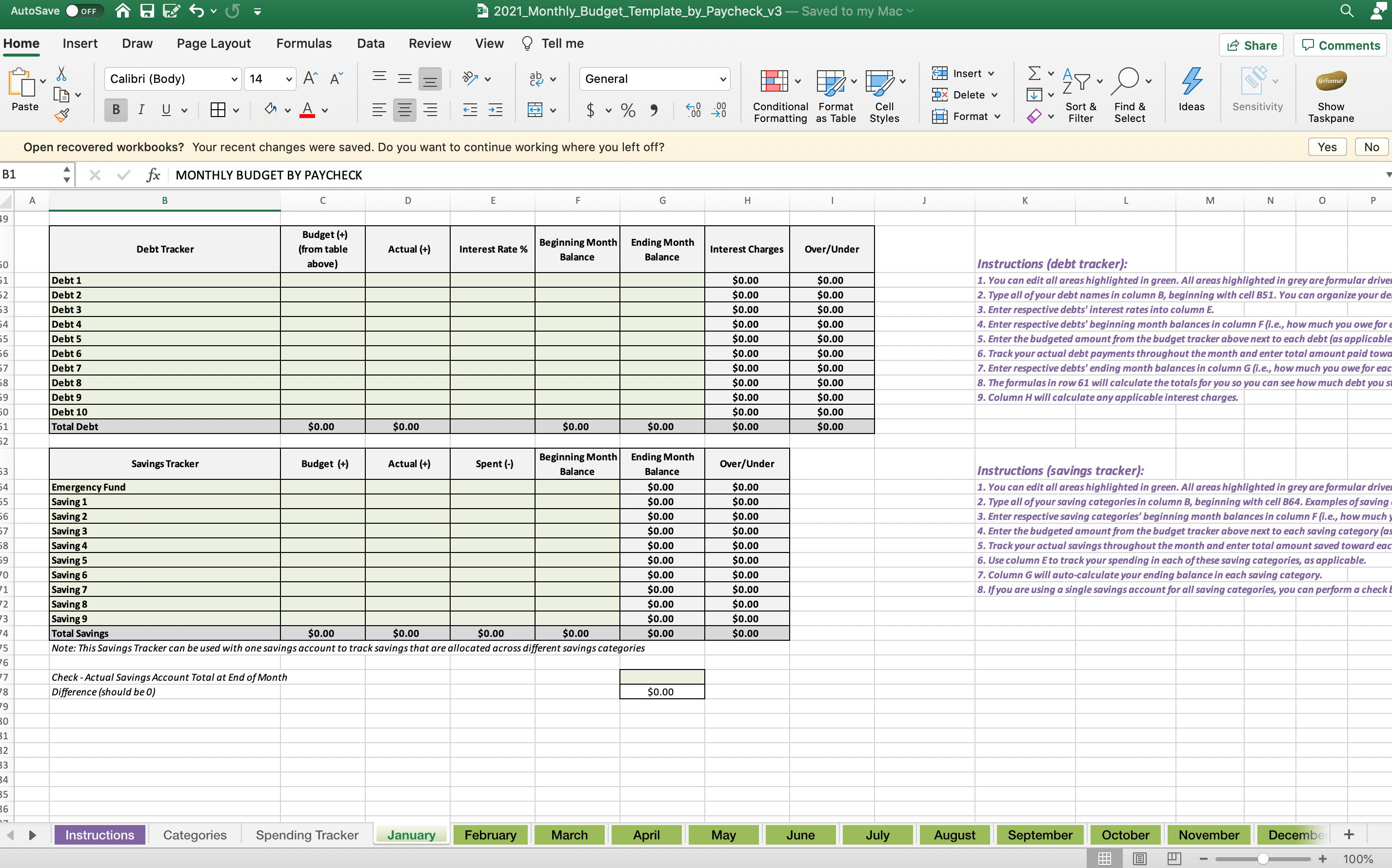 Excel Budget Template With a Spending Tracker is a Perfect Bundle for ...