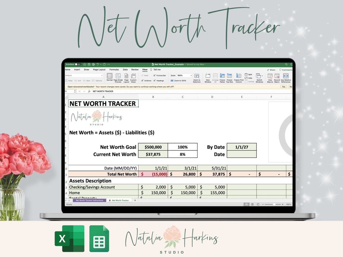 Net Worth Tracker With Net Worth Charts That Keeps You on Track With ...