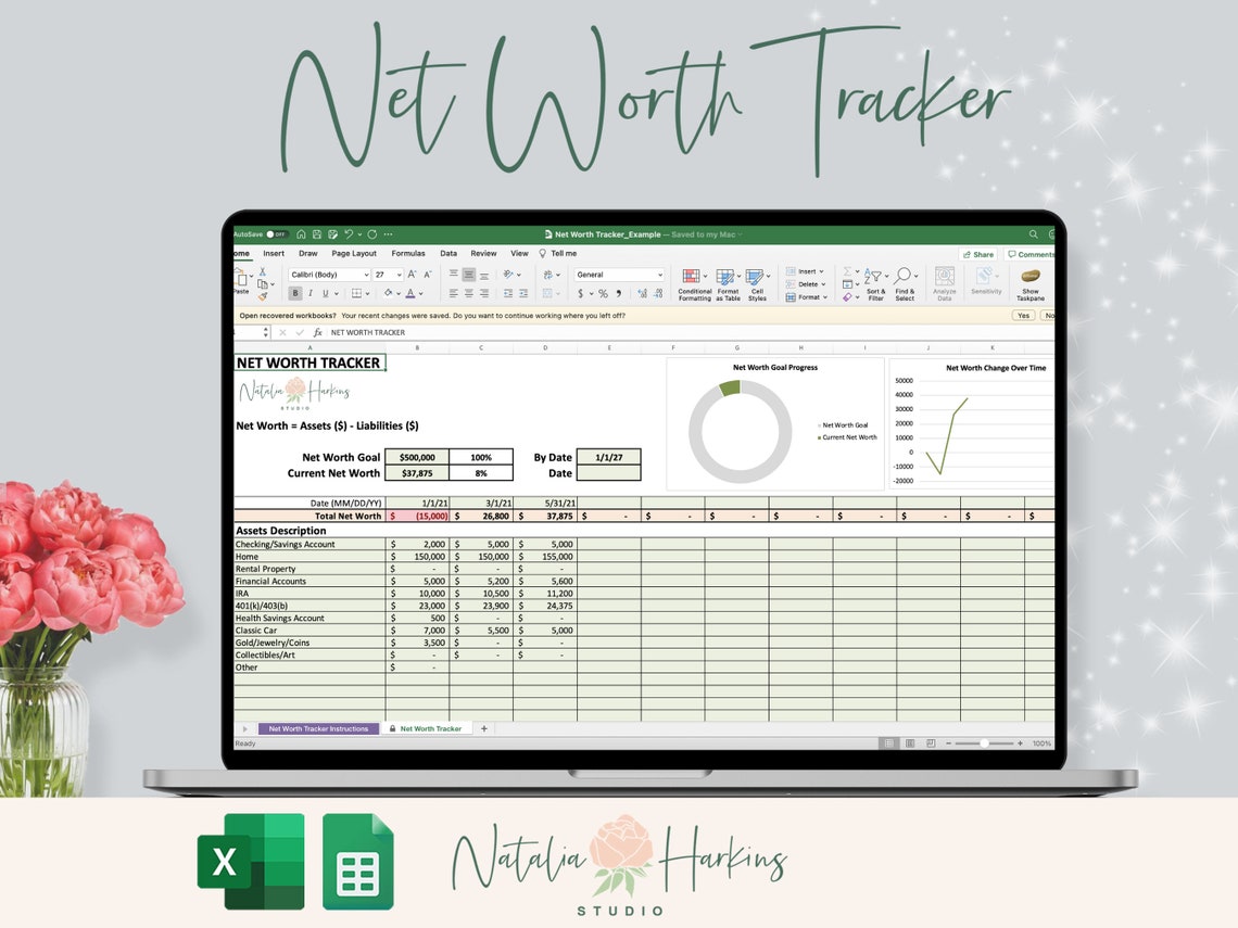 Net Worth Tracker With Net Worth Charts That Keeps You on Track With ...