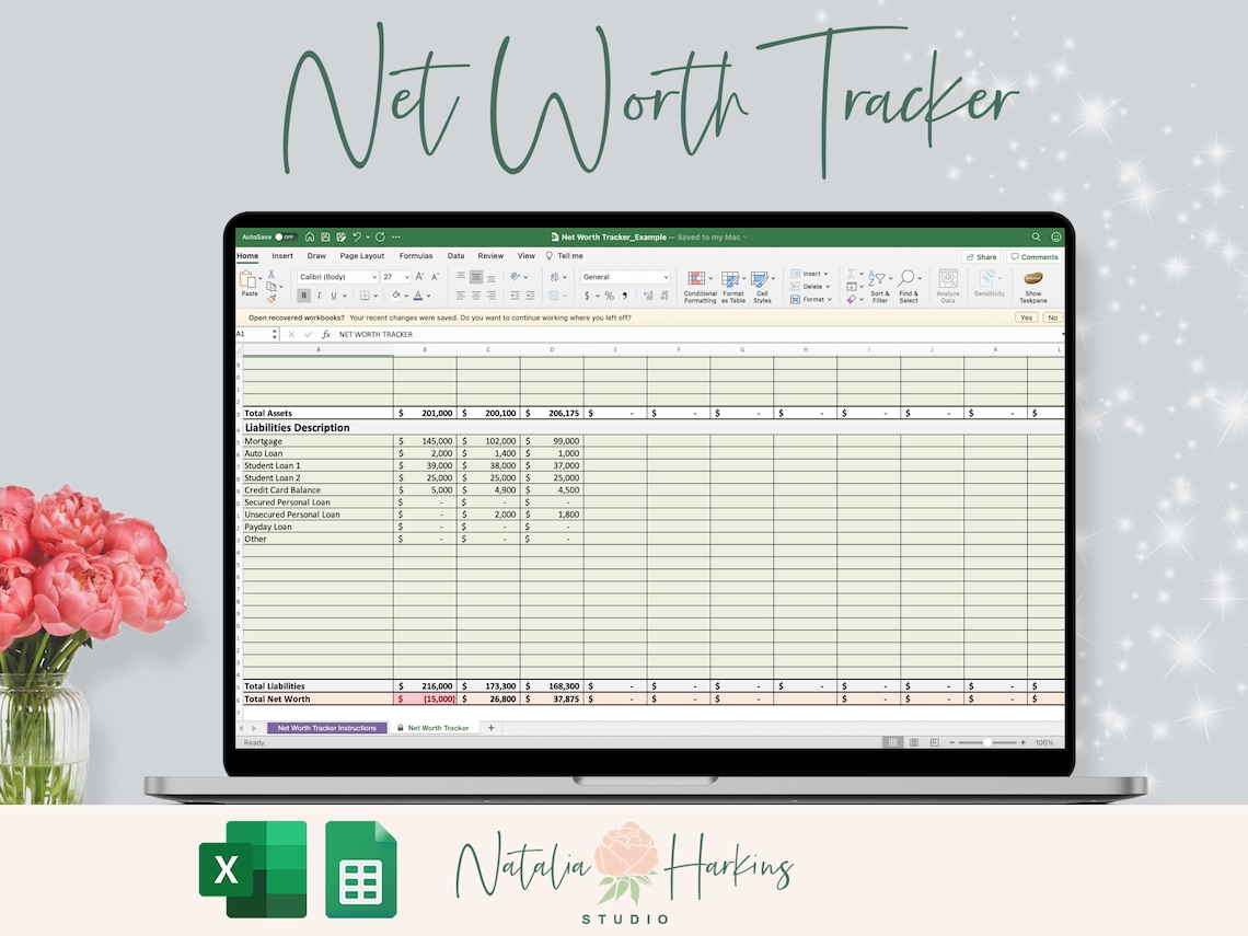 Net Worth Tracker With Net Worth Charts That Keeps You on Track With ...
