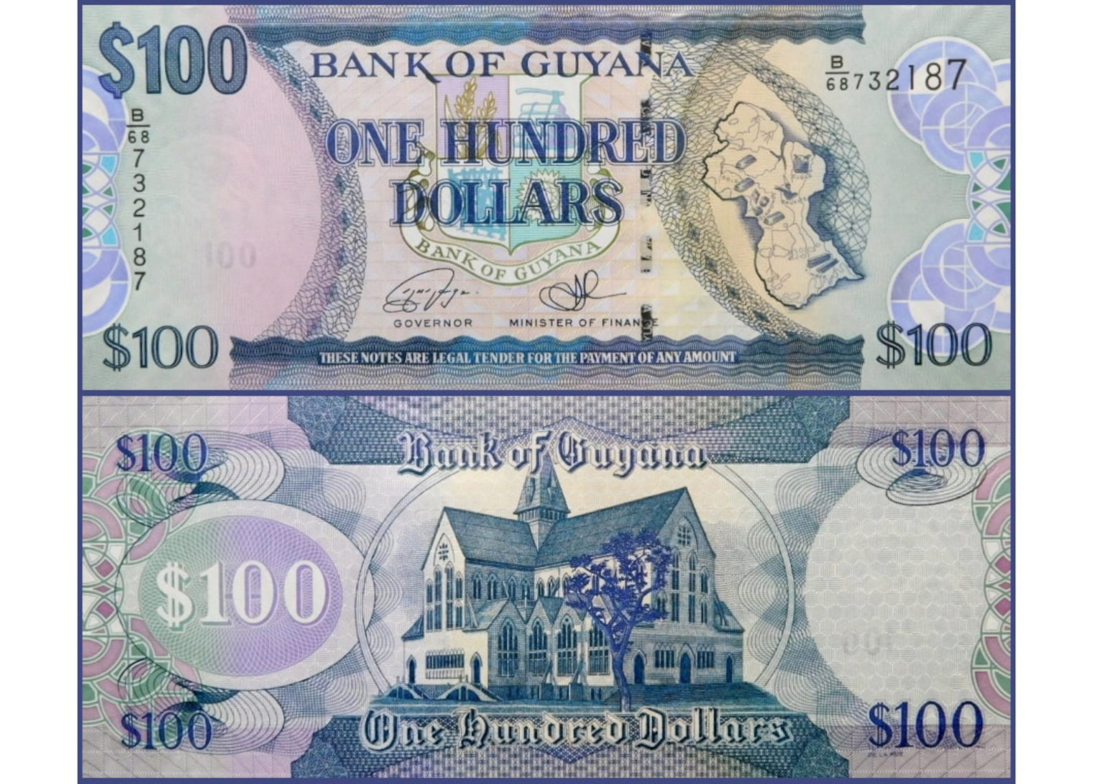 Authentic World Banknotes Guyana 100 Dollar Foreign Currency | Etsy
