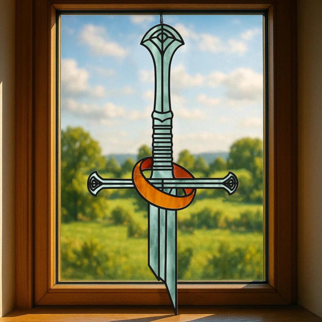 Sword Shine With the Light of the Sun and Moon, Real Stained Glass ...
