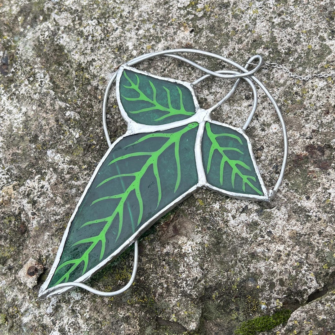 Elf Leaf, Real Stained Glass, Suncatcher, Elvish Leaf - Etsy