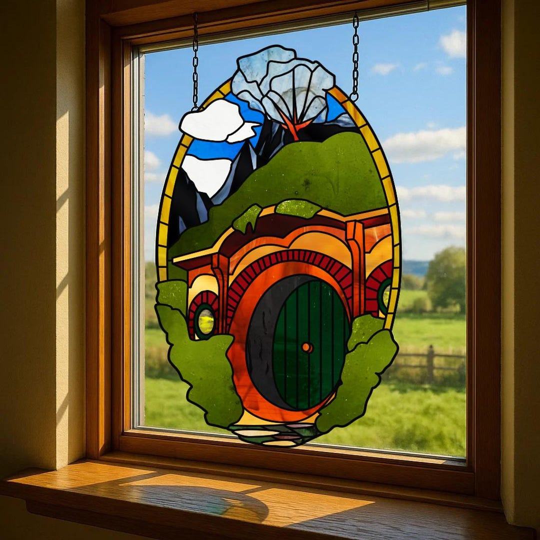 Real Stained Glass, Hobbit House, Suncatcher - Etsy