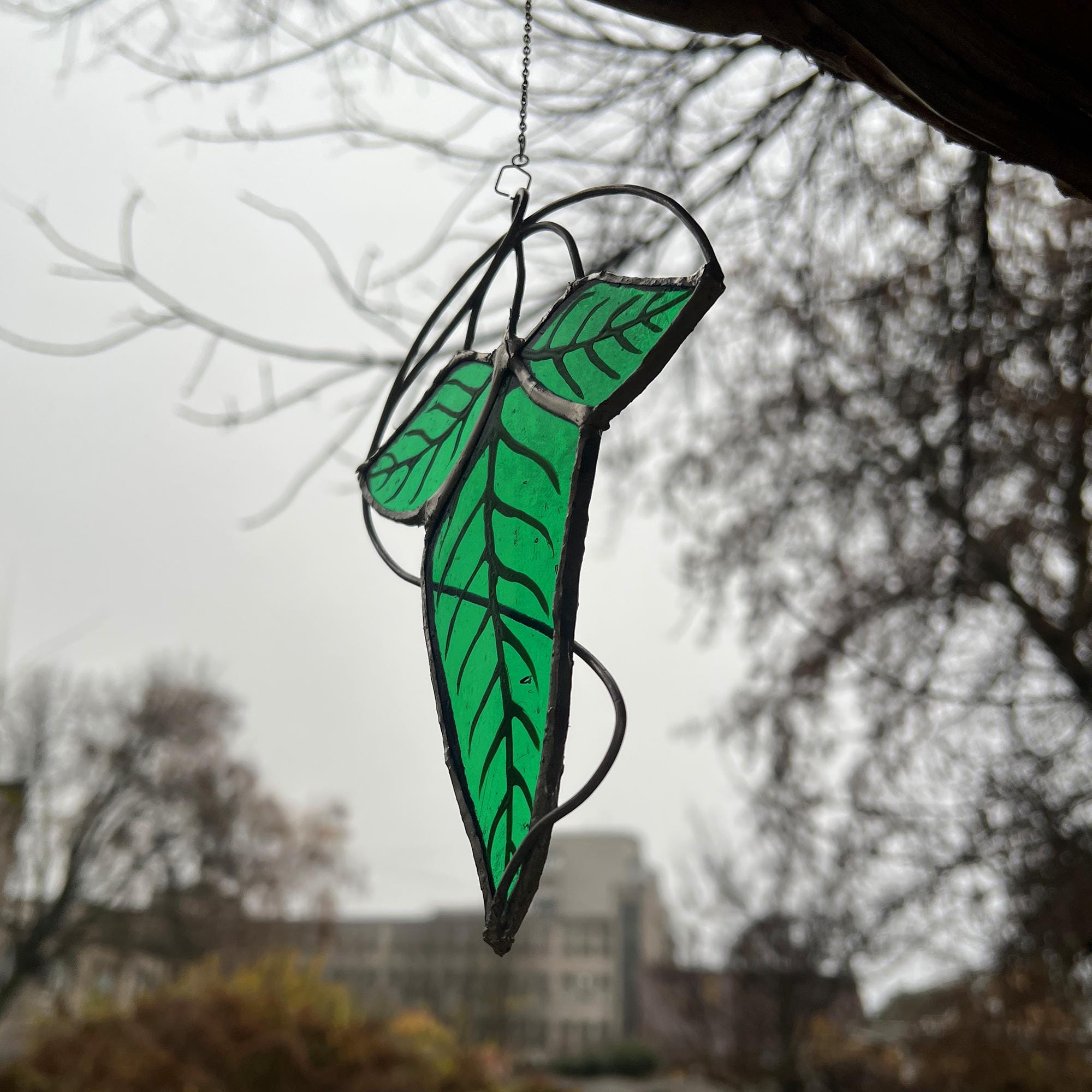 Elf Leaf, Real Stained Glass, Suncatcher, Elvish Leaf - Etsy