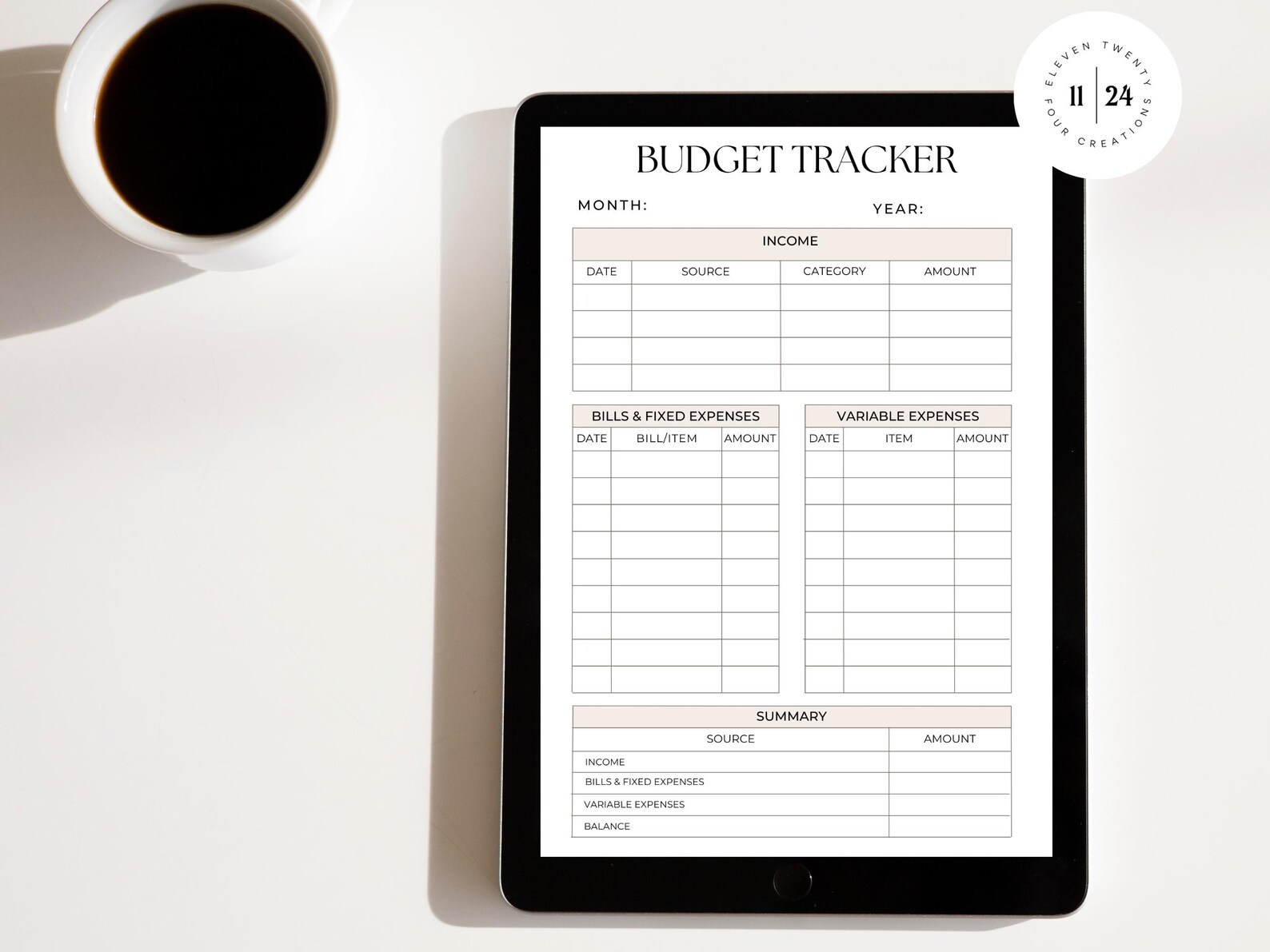 Expense Tracker Printable | Monthly Budget Planner PDF | Financial ...