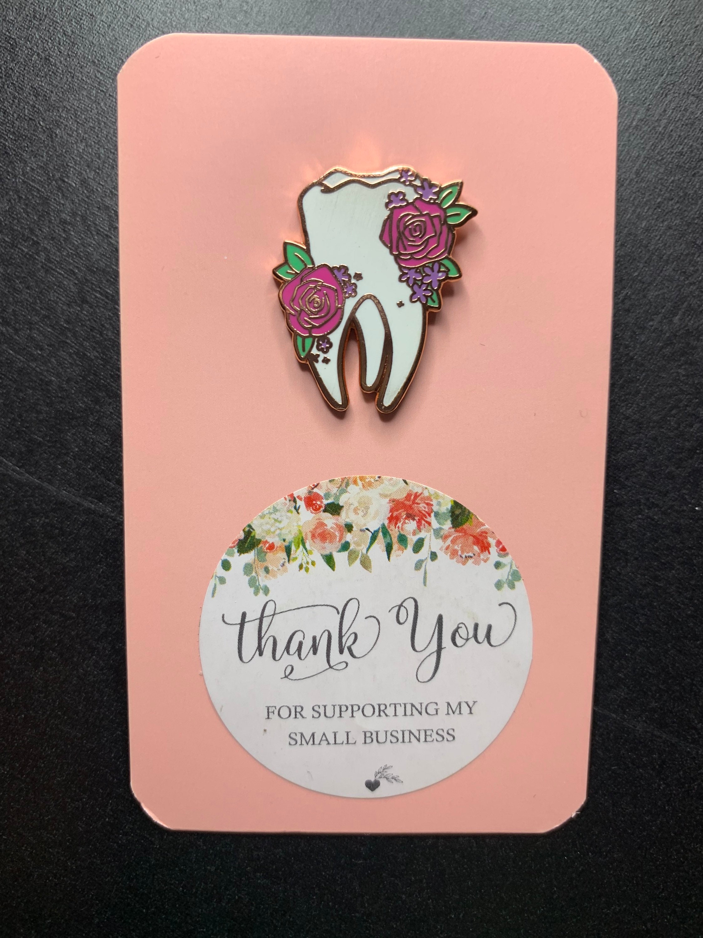 Tooth With Roses Pin - Etsy