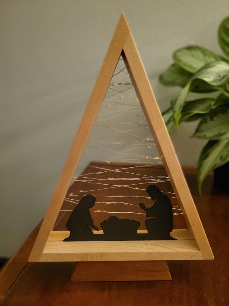 Wood Christmas Tree With Nativity - Etsy