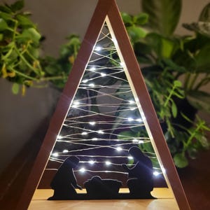 Wood Christmas Tree With Nativity - Etsy