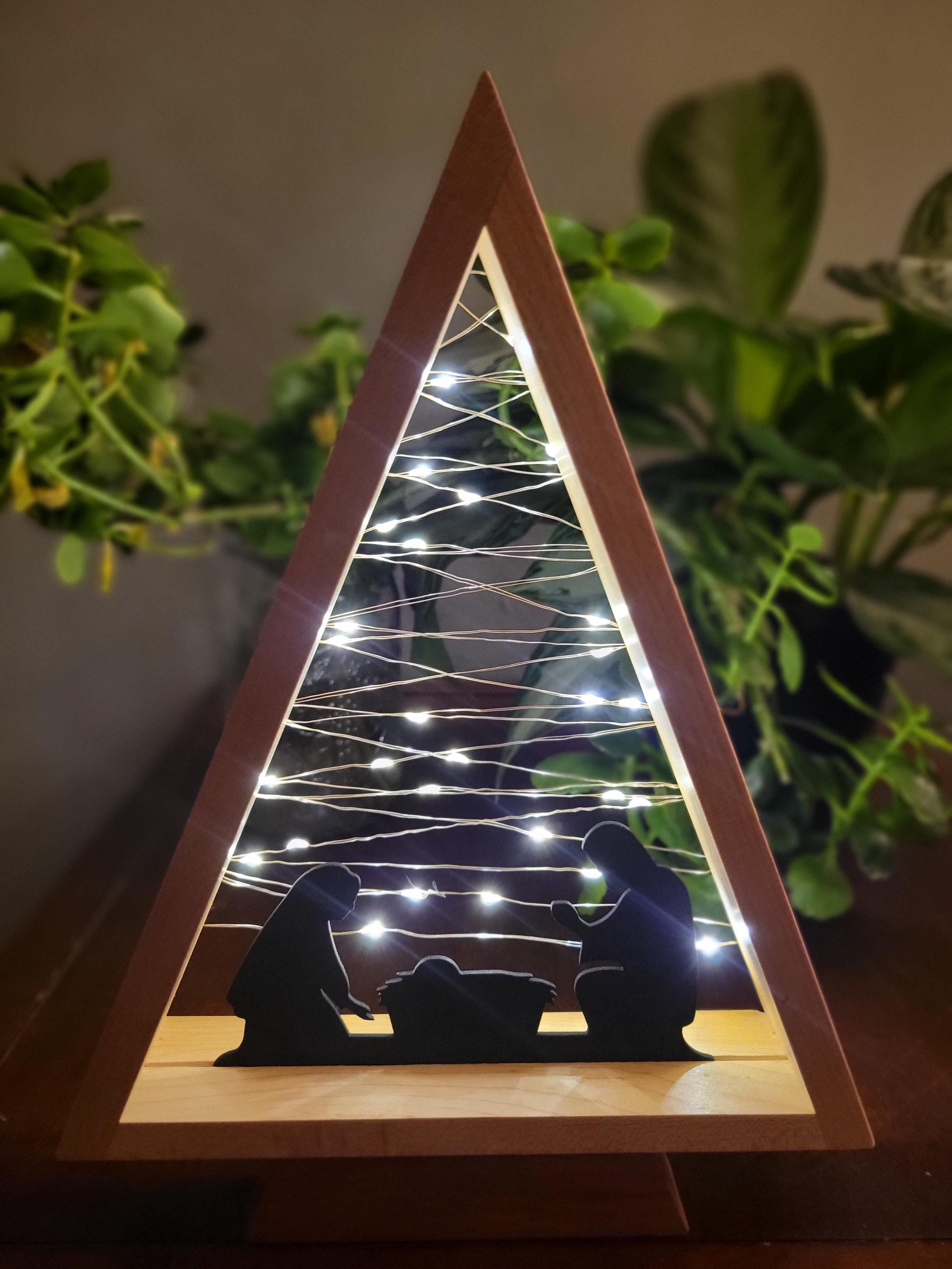 Wood Christmas Tree With Nativity - Etsy