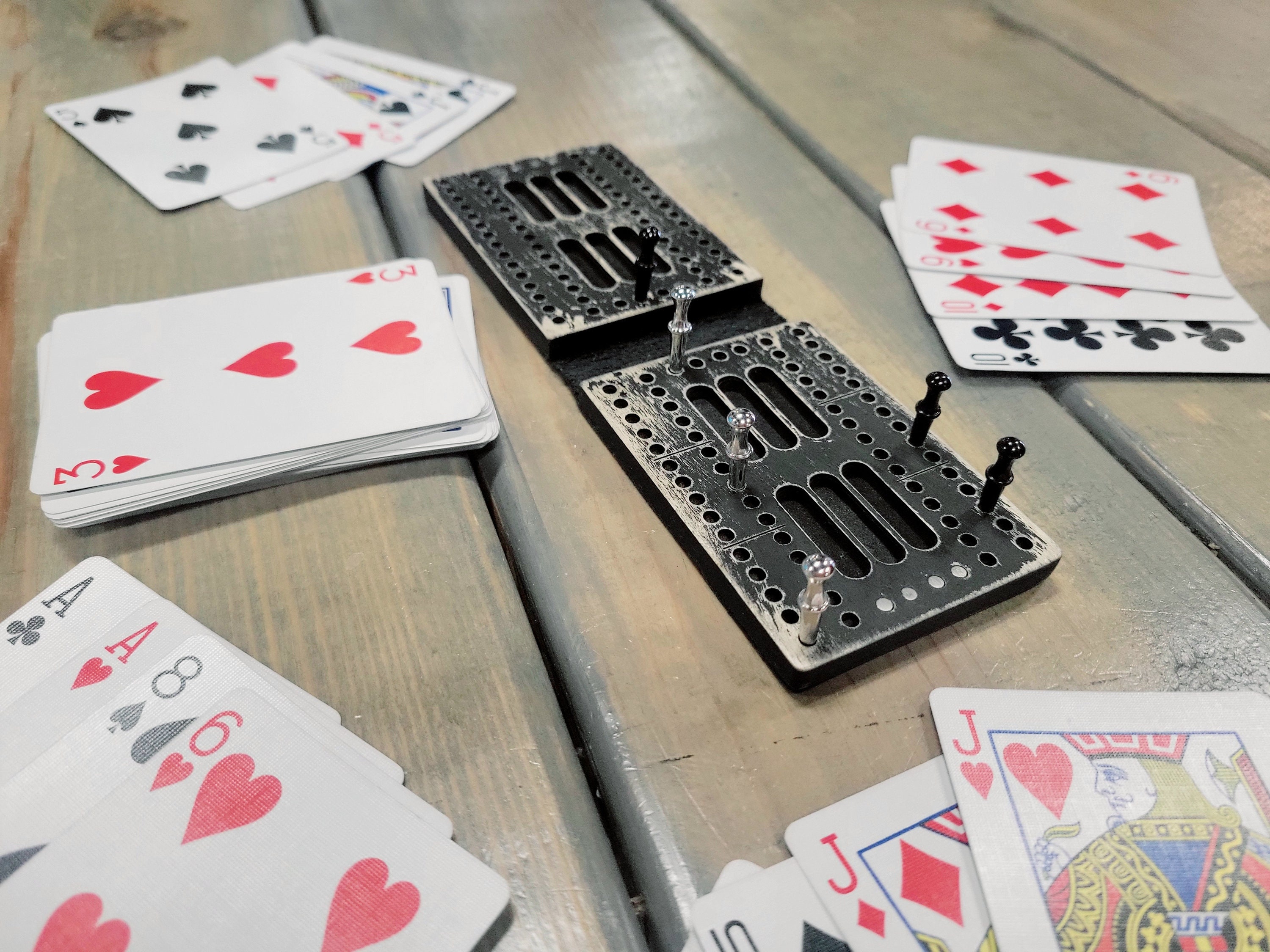 Leather Wrapped Wood Travel Cribbage Board - Father's Day Gift - Mother ...