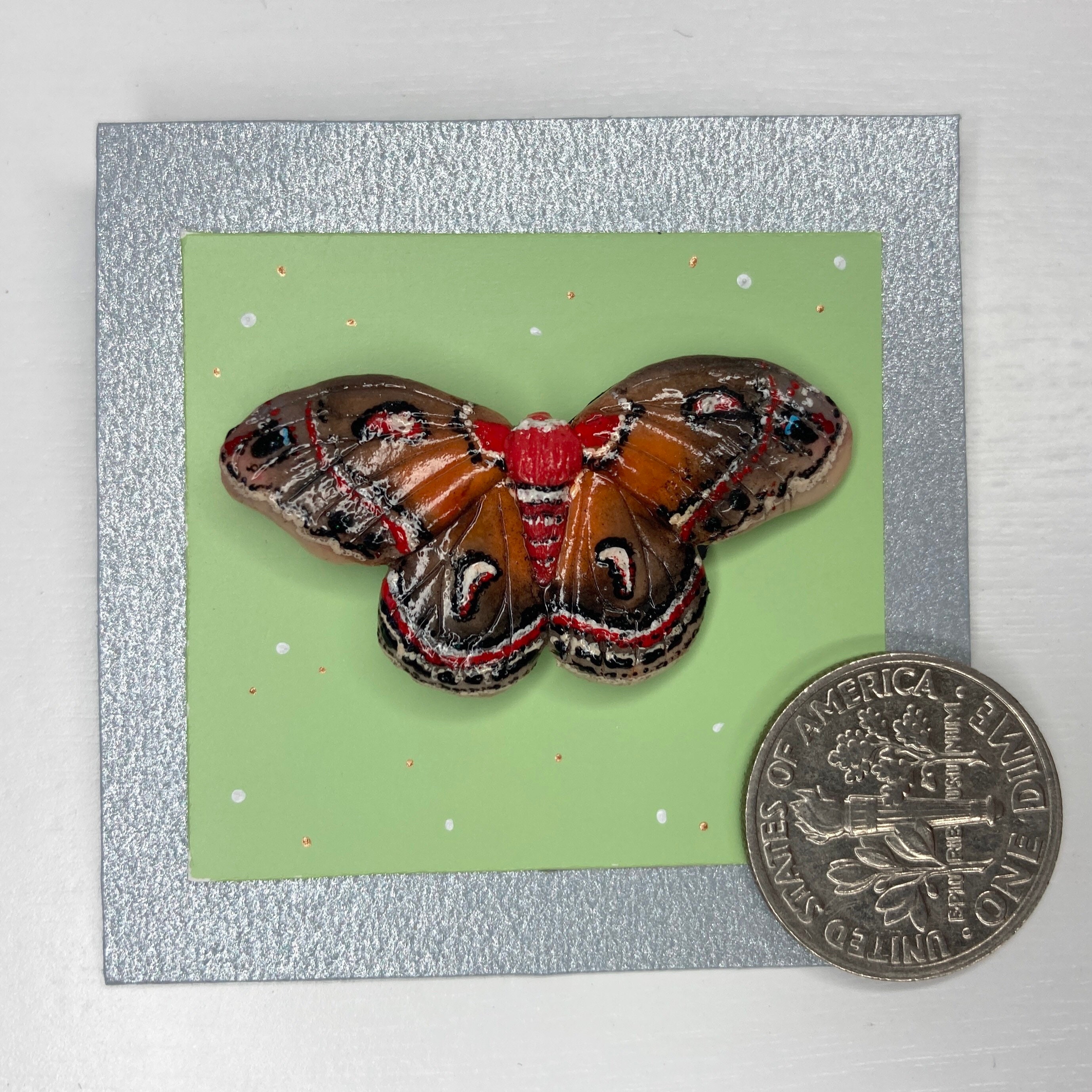 Cecropia Moth Brooch, Moth Lapel Pin, Polymer Clay Pin, Realistic Moth ...