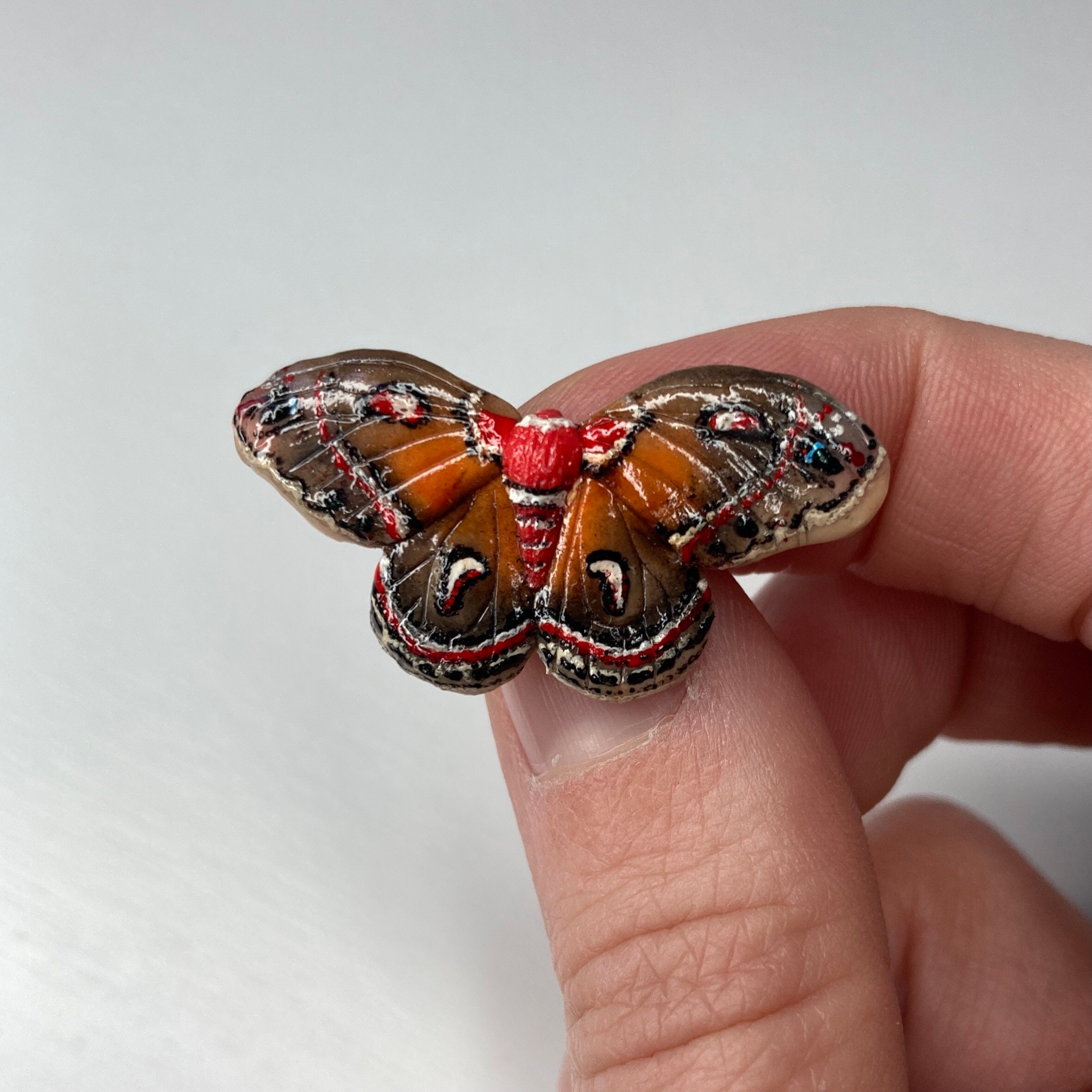 Cecropia Moth Brooch, Moth Lapel Pin, Polymer Clay Pin, Realistic Moth ...