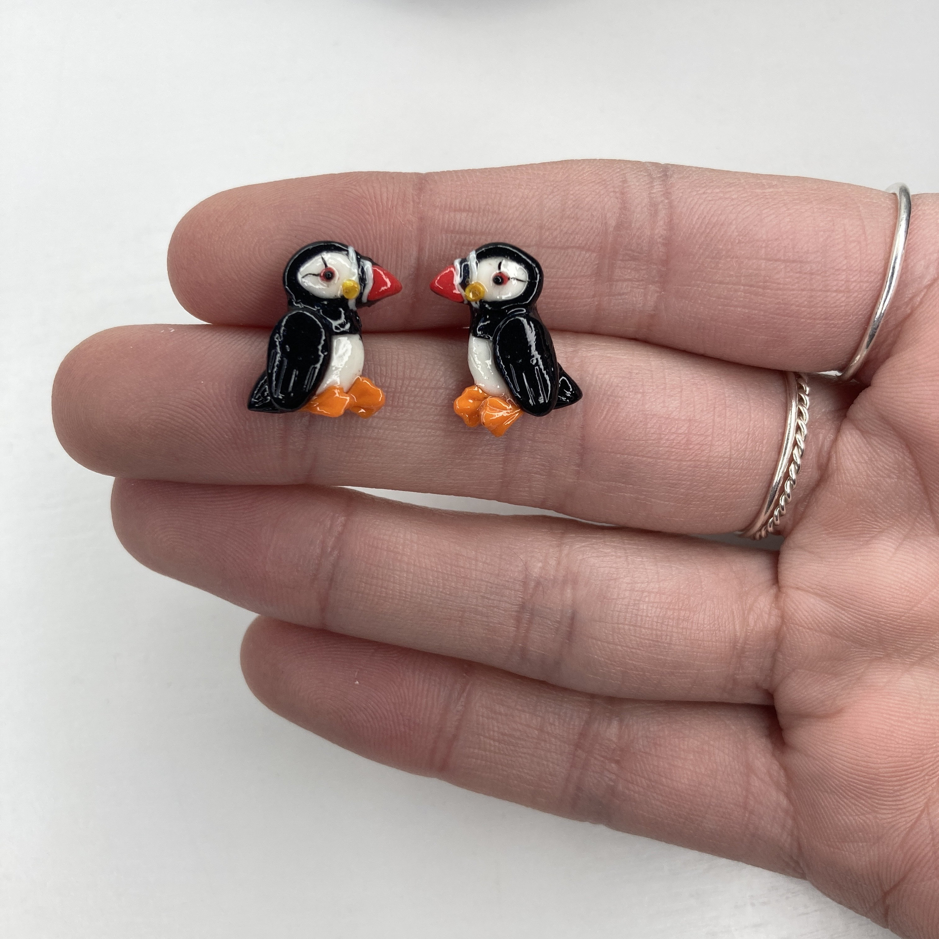 Puffin Stud Earrings, Atlantic Puffins, Polymer Clay Bird Earrings ...