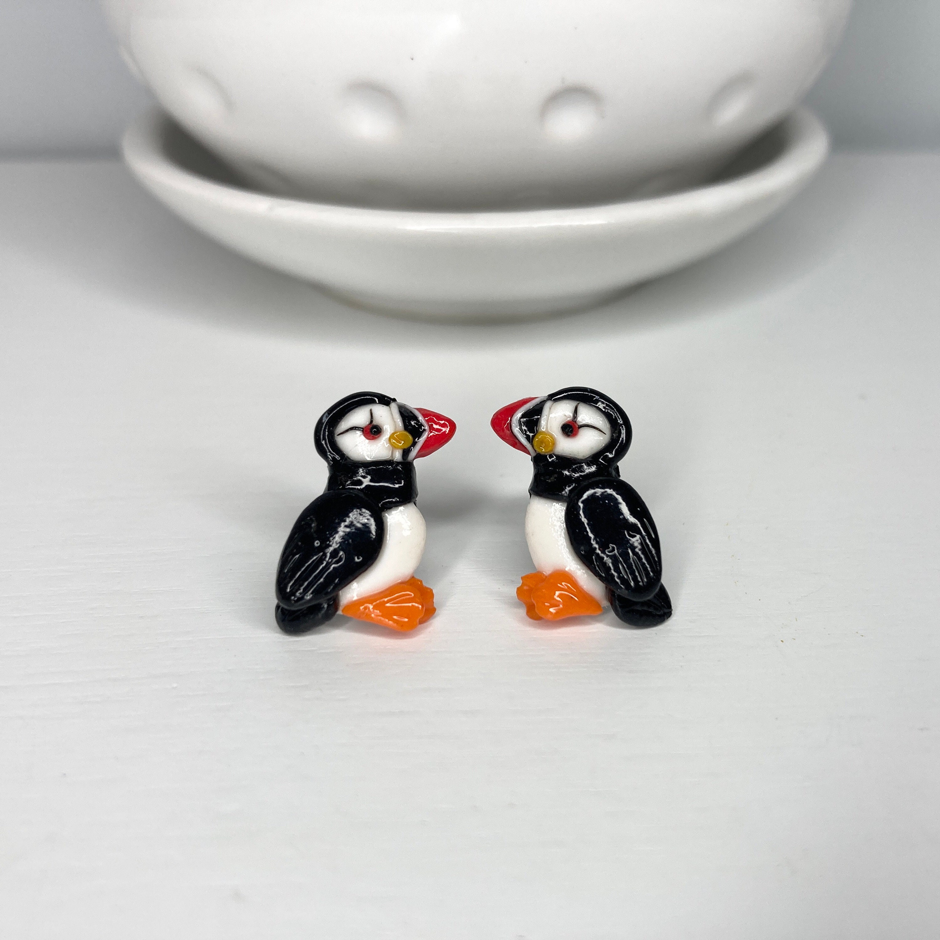 Puffin Stud Earrings Atlantic Puffins Polymer Clay Bird - Etsy.de