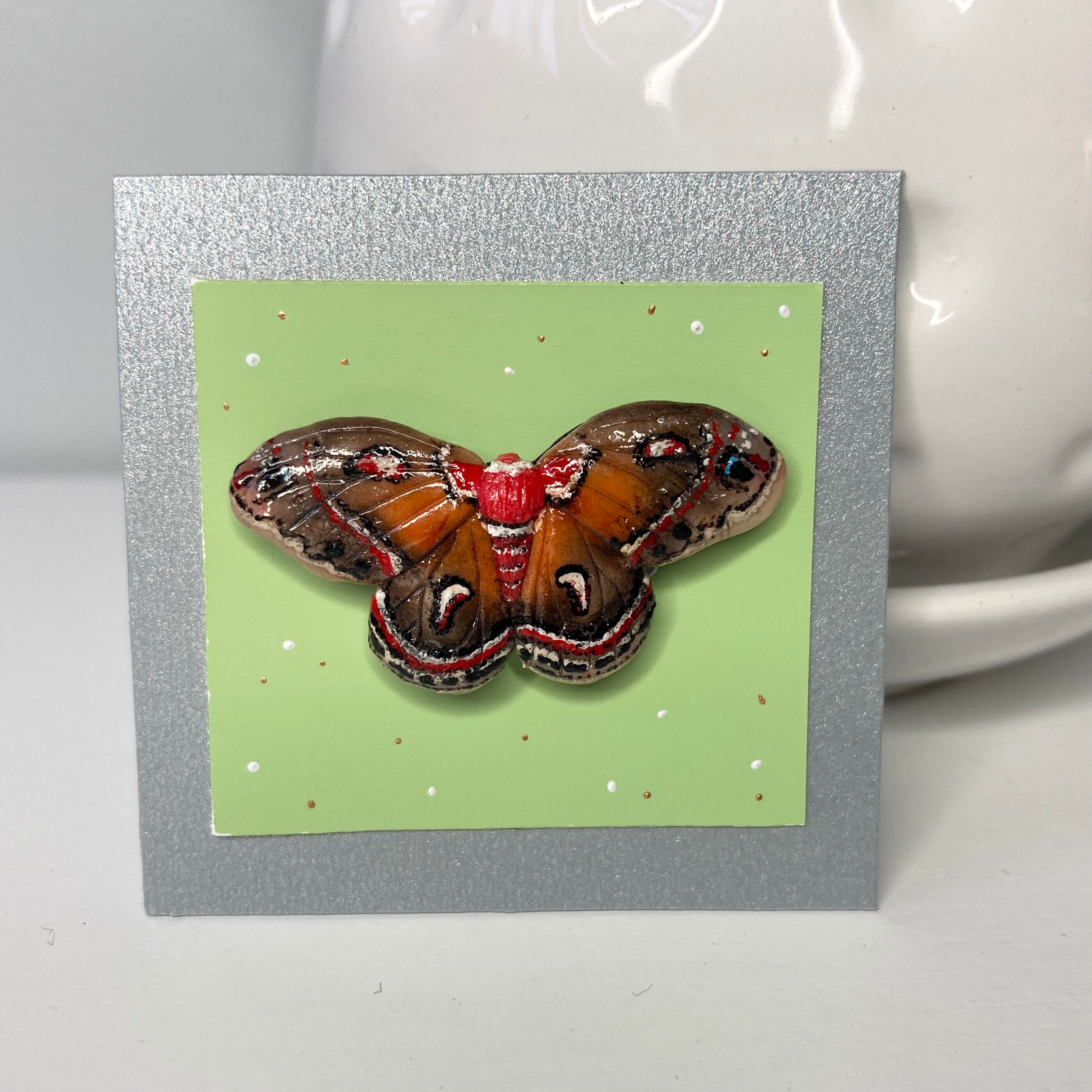 Cecropia Moth Brooch, Moth Lapel Pin, Polymer Clay Pin, Realistic Moth ...