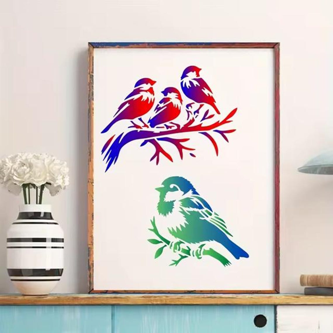 7 Pcs Bird Stencil Set – Reusable DIY Painting Templates for Wood ...