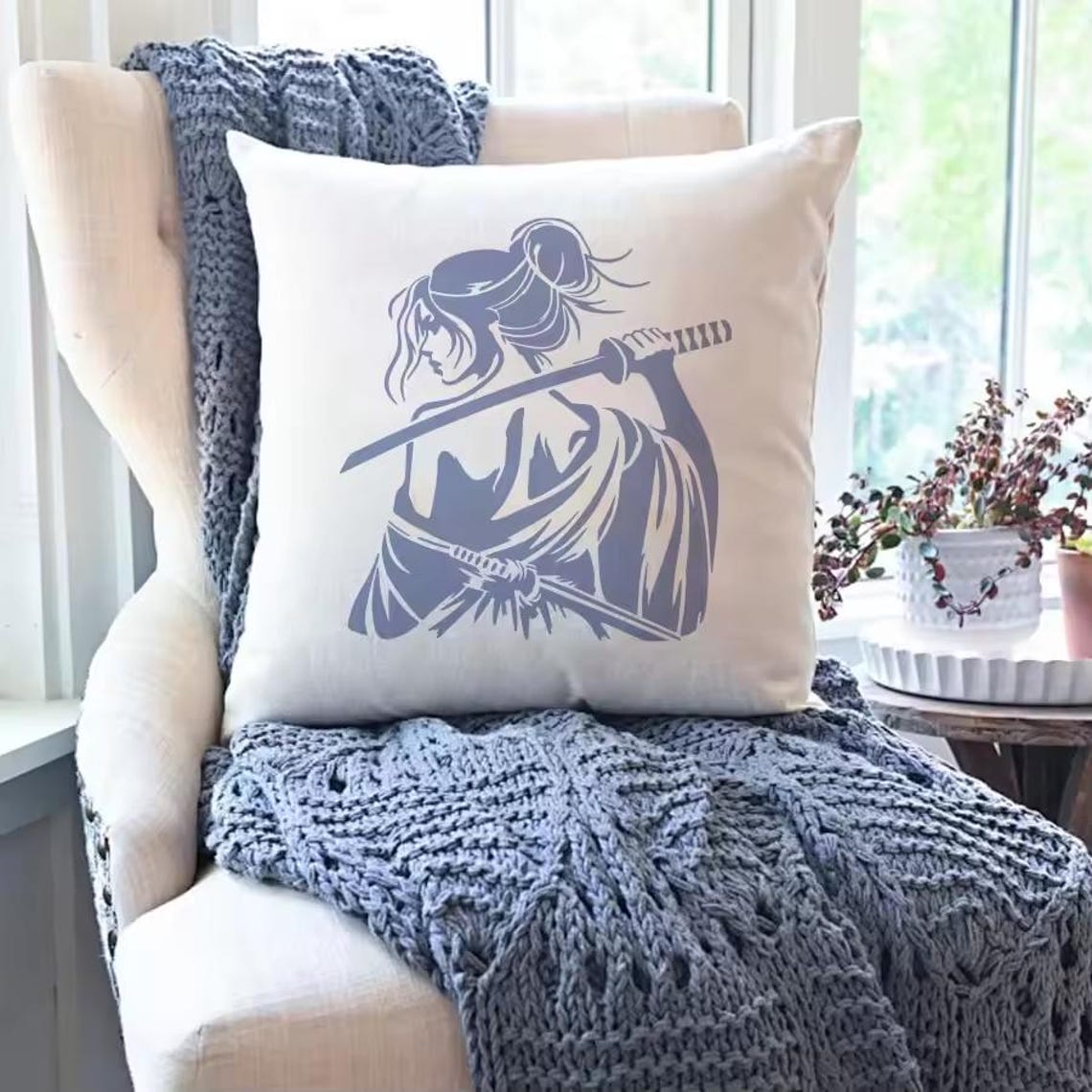 Female Samurai Stencil Template – 11.8" Reusable Stencil for Wall, Wood ...