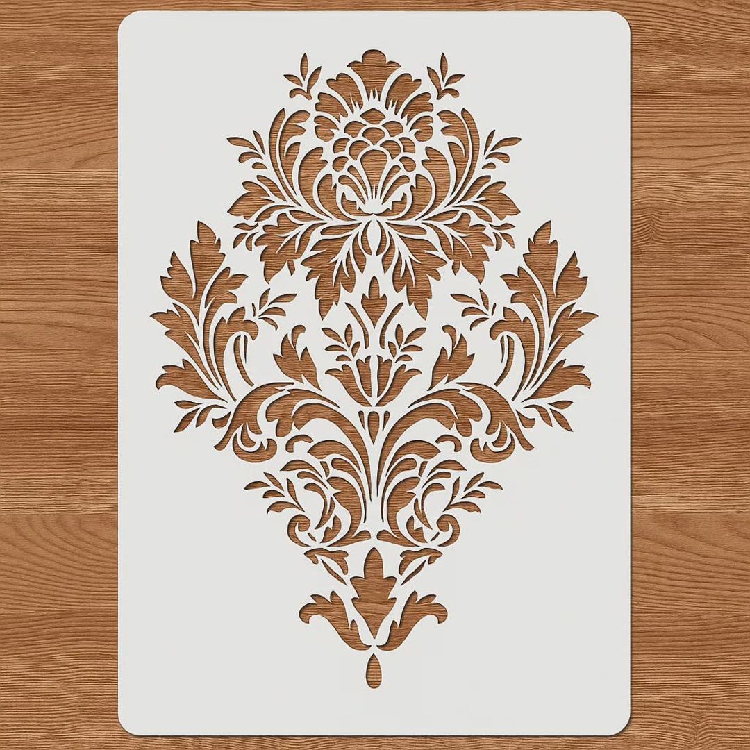 Vintage Baroque Stencil – A4 Reusable Floral Template for DIY Wall ...