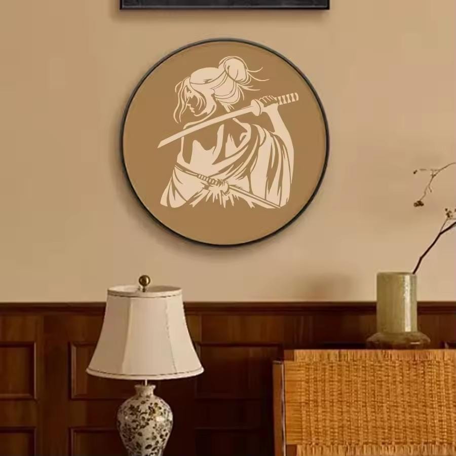 Female Samurai Stencil Template – 11.8" Reusable Stencil for Wall, Wood ...