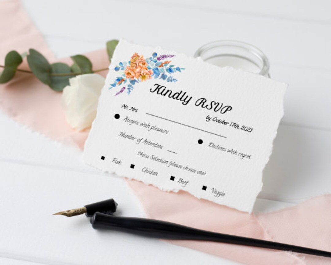 Wedding RSVP CARD TEMPLATE Rsvp Insert Wedding Details Card - Etsy