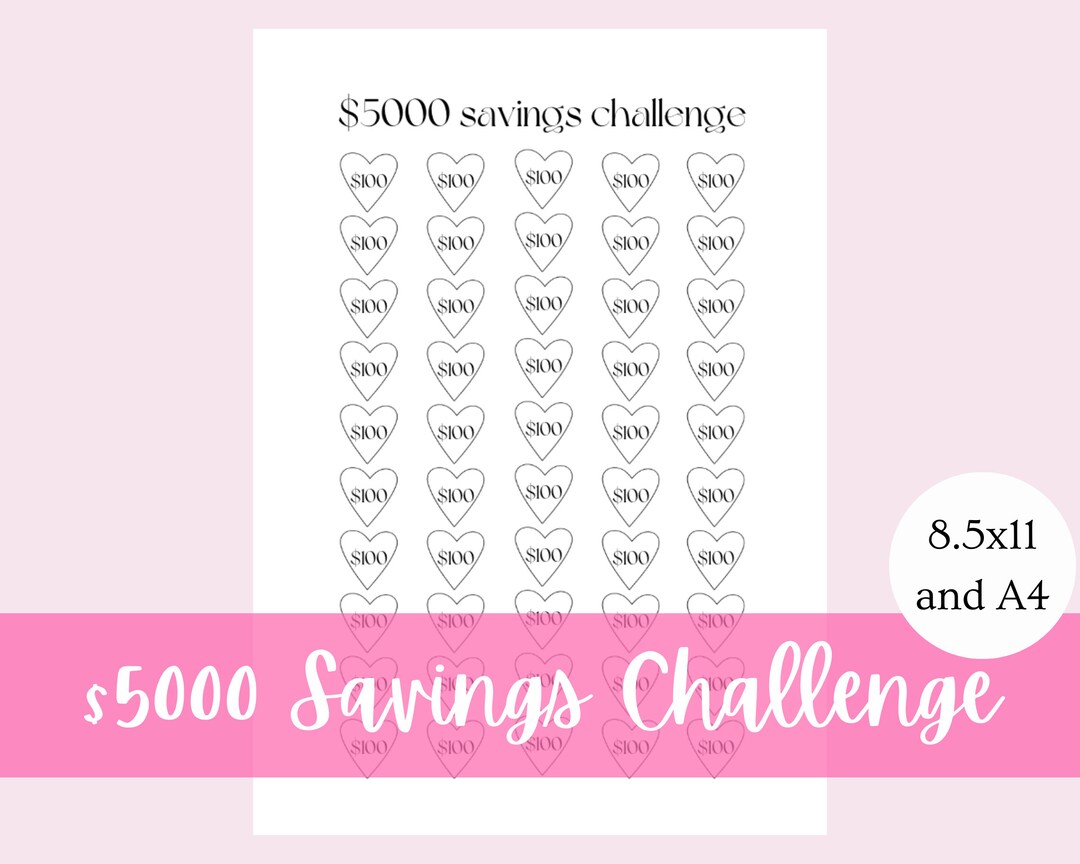 Cute Printable Savings Challenge | 5,000 | Hearts | Super Simple ...