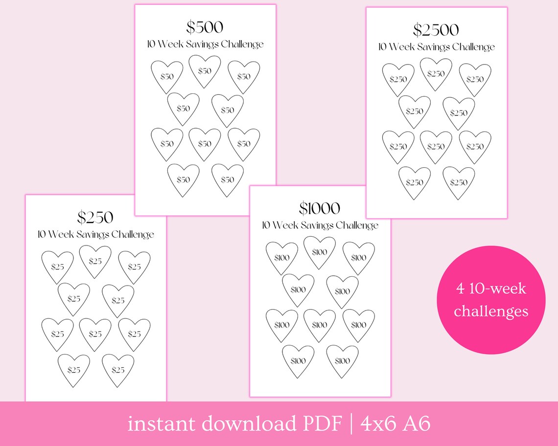 Huge Savings Challenge Bundle Cute Savings Challenge Printable A6 Mini ...