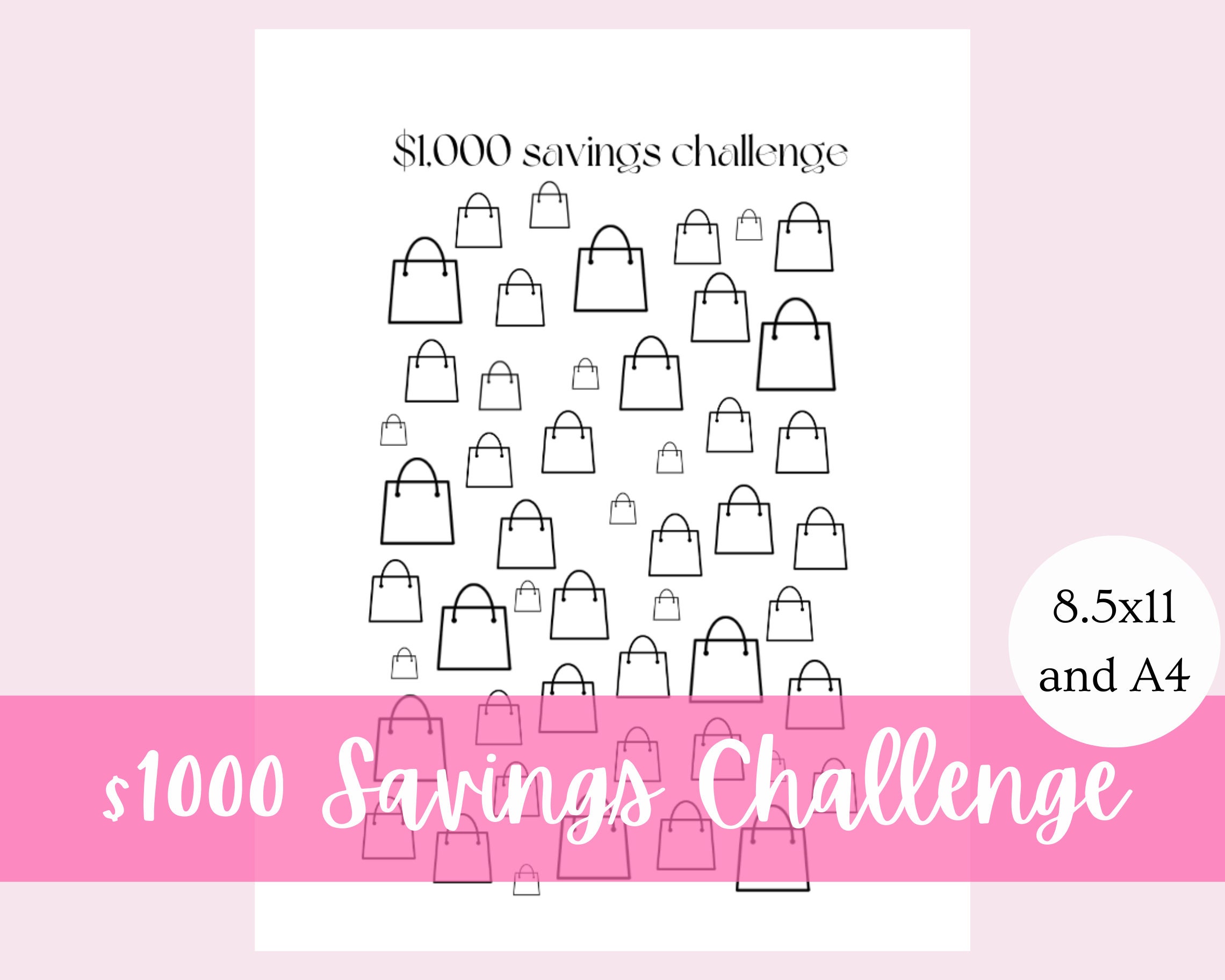 Printable Savings Challenge 1,000 Shopping Bags Savings Tracker Goal ...