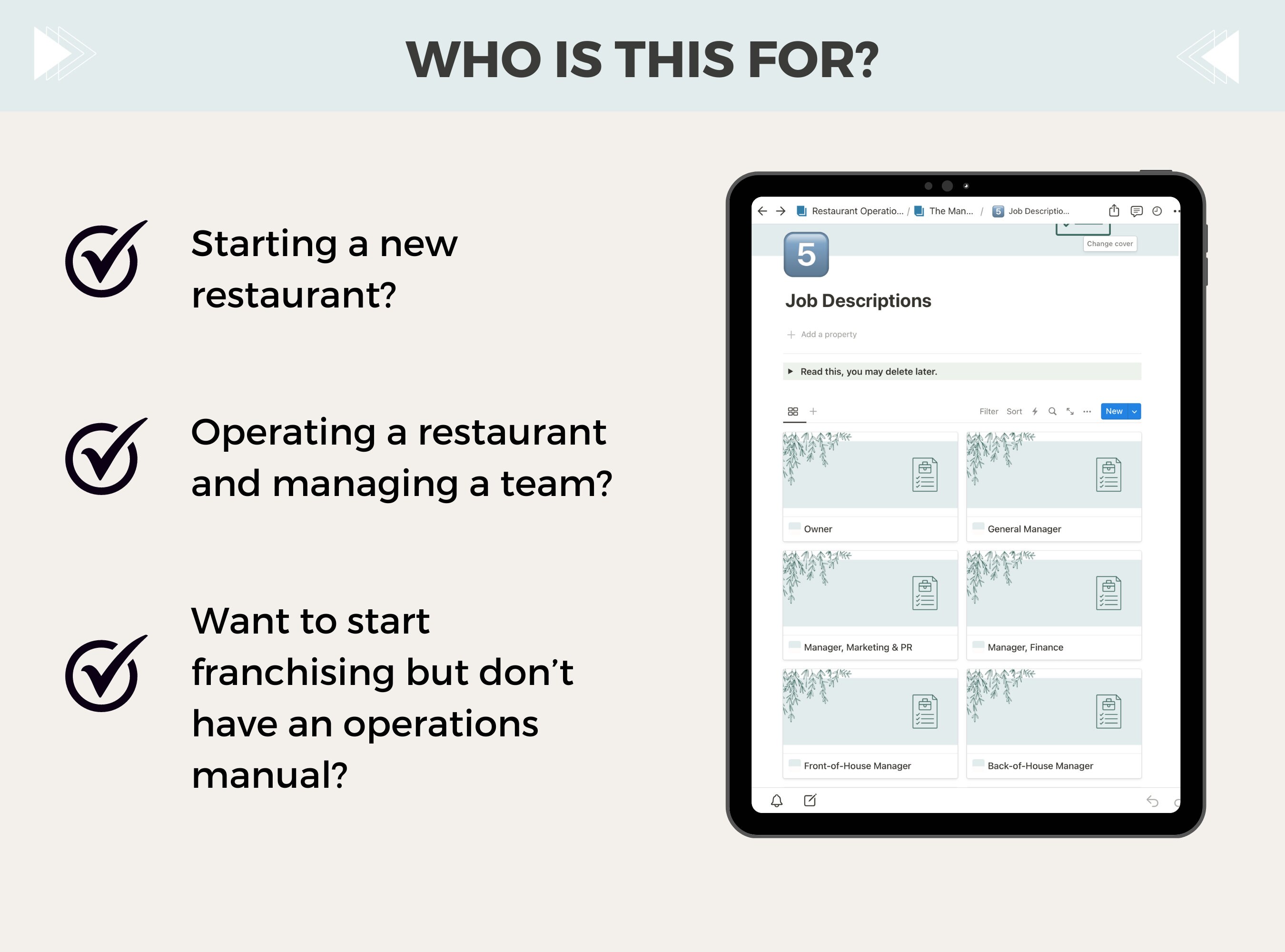 Restaurant Operations Manual: All-in-one Sops Notion Template - Etsy
