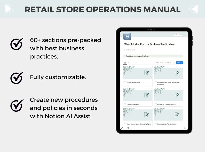 Retail Store Operations Manual Pre-built 60 Sections Notion Business ...