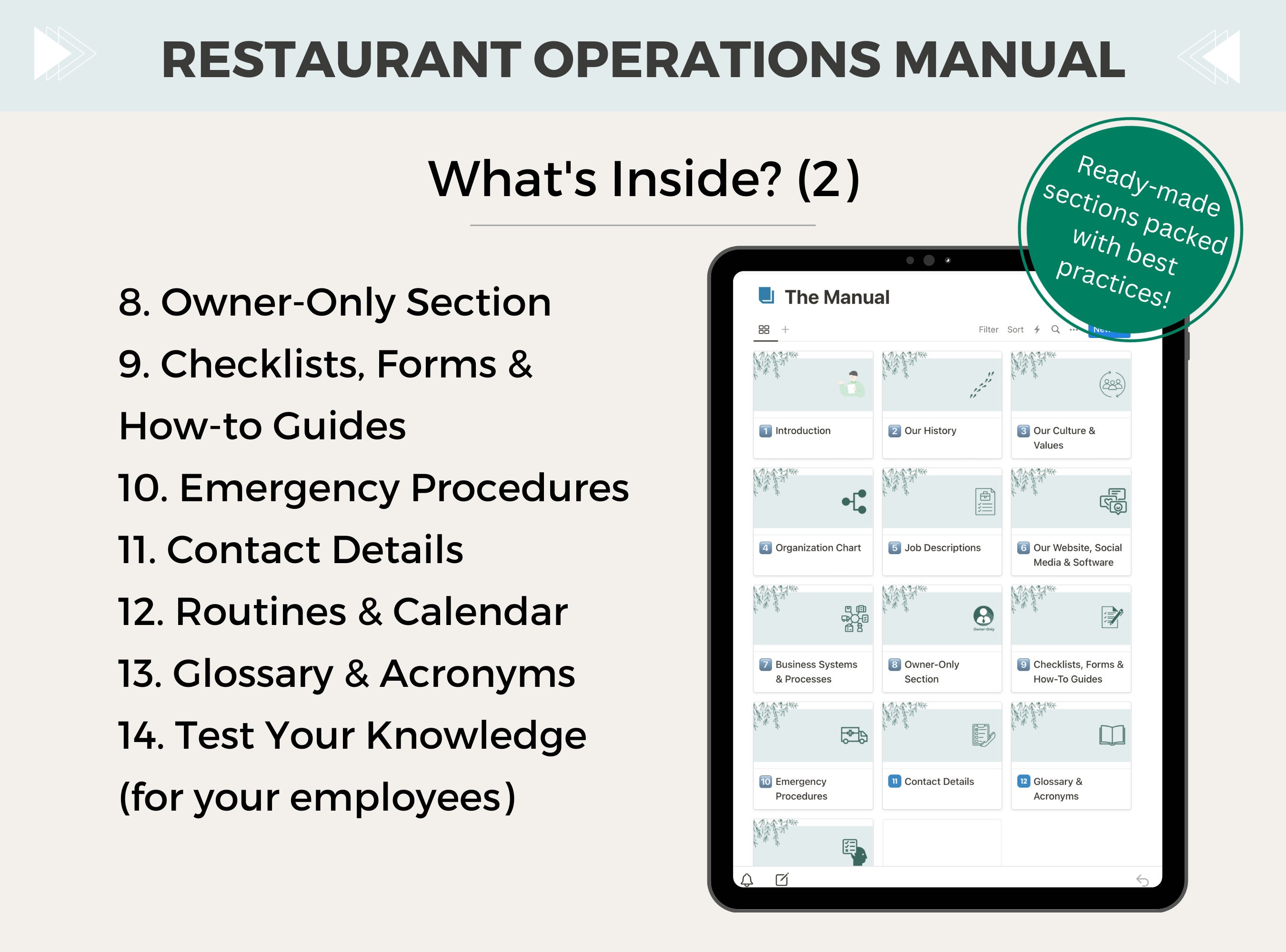Restaurant Operations Manual: All-in-one Sops Notion Template - Etsy