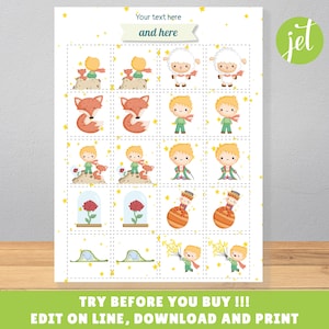 Little Prince Matching Cards Printable Game Editable Template Memory ...