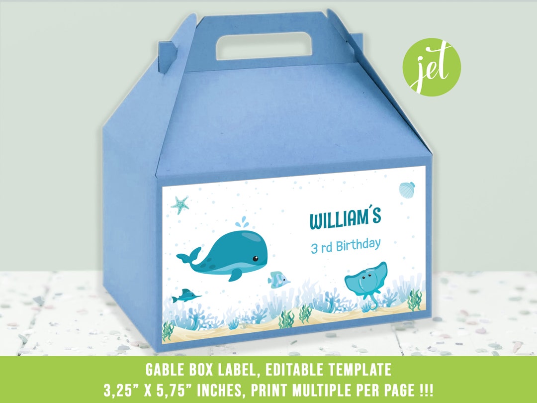 Under the Sea Gable Box Label Editable Template, Sea Animals, Ocean ...