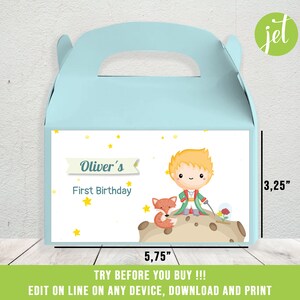 Little Prince Gable Box Label Editable Template Gift Box Labels Little ...