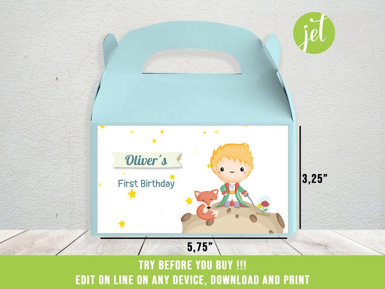 Little Prince Gable Box Label Editable Template Gift Box Labels Little ...