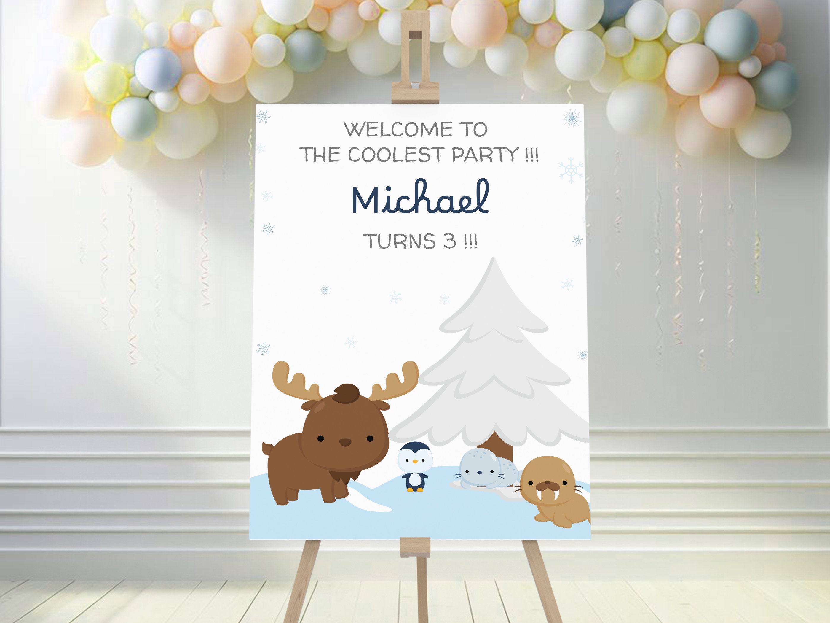 Arctic Animals Winter Animals Welcome Sign Editable Template Banner ...
